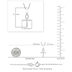 Dazzlingrock Collection Round White Diamond Ankh Cross Pendant for Women with 18 inch Silver Chain (0.16 Ctw) in 14K White Gold