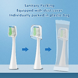 Sonic Replacement Toothbrush Heads Compatible with Waterpik Complete Care 9.0 (CC-01), 5.0 (WP-861) Electric Toothbrush, Medium Bristle, 10 Count (White)