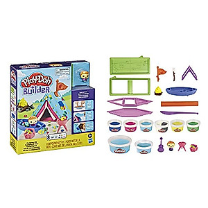 Play-Doh Builder Camping Kit Building Toy for Kids 5 Years and Up with 8 Cans of Non-Toxic Modeling Compound - Easy to Build DIY Craft Set