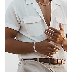 BOMAIL 12Pcs Natural Semi-Precious Gemstones Bracelets -8mm Round Beaded Bracelets for Men Women Reiki Healing Crystals Beads Stretch Bracelet