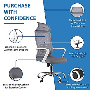 Lifetime Home Ergonomic Office Chair, High Back Desk Chair with Lumbar Support, Upgraded Wheels, Height Adjusting, Swivel Computer Task Rocking Mesh Executive Office Chair (Navy Blue)