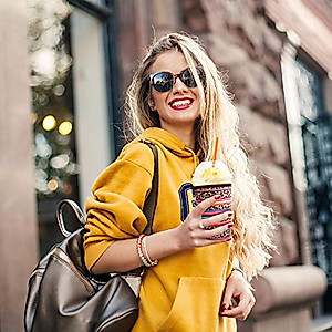 4 Pieces Reusable Coffee Sleeve Neoprene Cup Holders Drinks Insulator Sleeve for Cold and Hot Beverages (22-24 oz,Cute Style)