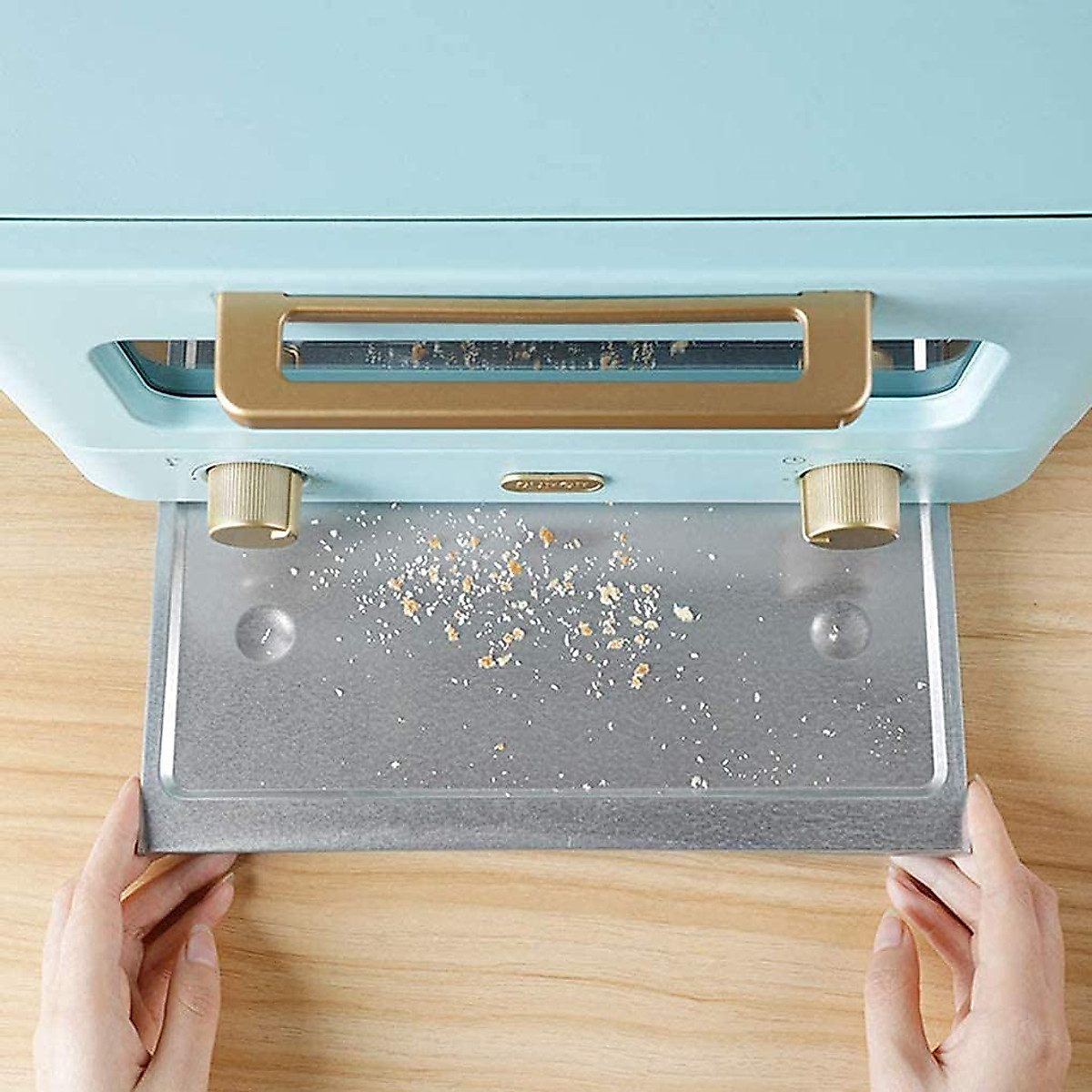 12L Mini Oven, Home Baking Small Oven Timer Double Glass Door Top and Bottom Convection Countertop Toaster Oven