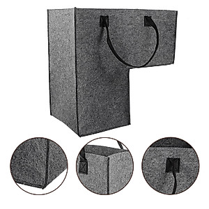 Small Basket L-Shape Stair Basket Organizer, Foldable Stair Baskets, Fabric Staircase Storage Organizer with Leather Handles, Stair Tidy Basket Bin for Laundry Basket