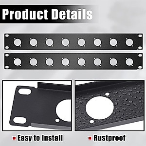 2 Pieces 1U Punched Rack Panels Metal HDMI Rack Mount Panel Connectors Punch out Component Panel for Enclosure Server Computer Equipment Studio, 19 Inch (8D Series)