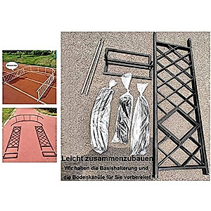 Metal Garden Arch Metal Garden Arbour Trellis Archway Rose Arch Wedding Archway Heavy Duty Strong Tubular Arbour Flower Stand with Base (Bronze W2.6xH2.3m/8.5x7.5ft)