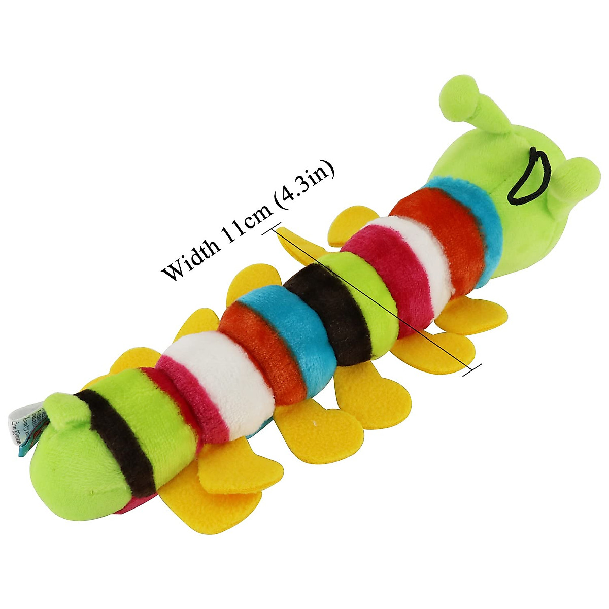 QIYADIN Pet Squeaker Toys, Dog Chew Toy, Soft Short Plush Sounding Toy for Puppy (Colorful Caterpillar)