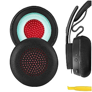 Geekria QuickFit Replacement Ear Pads for MPOW HC5, HC6 Headphones Ear Cushions, Headset Earpads, Ear Cups Cover Repair Parts (Black)