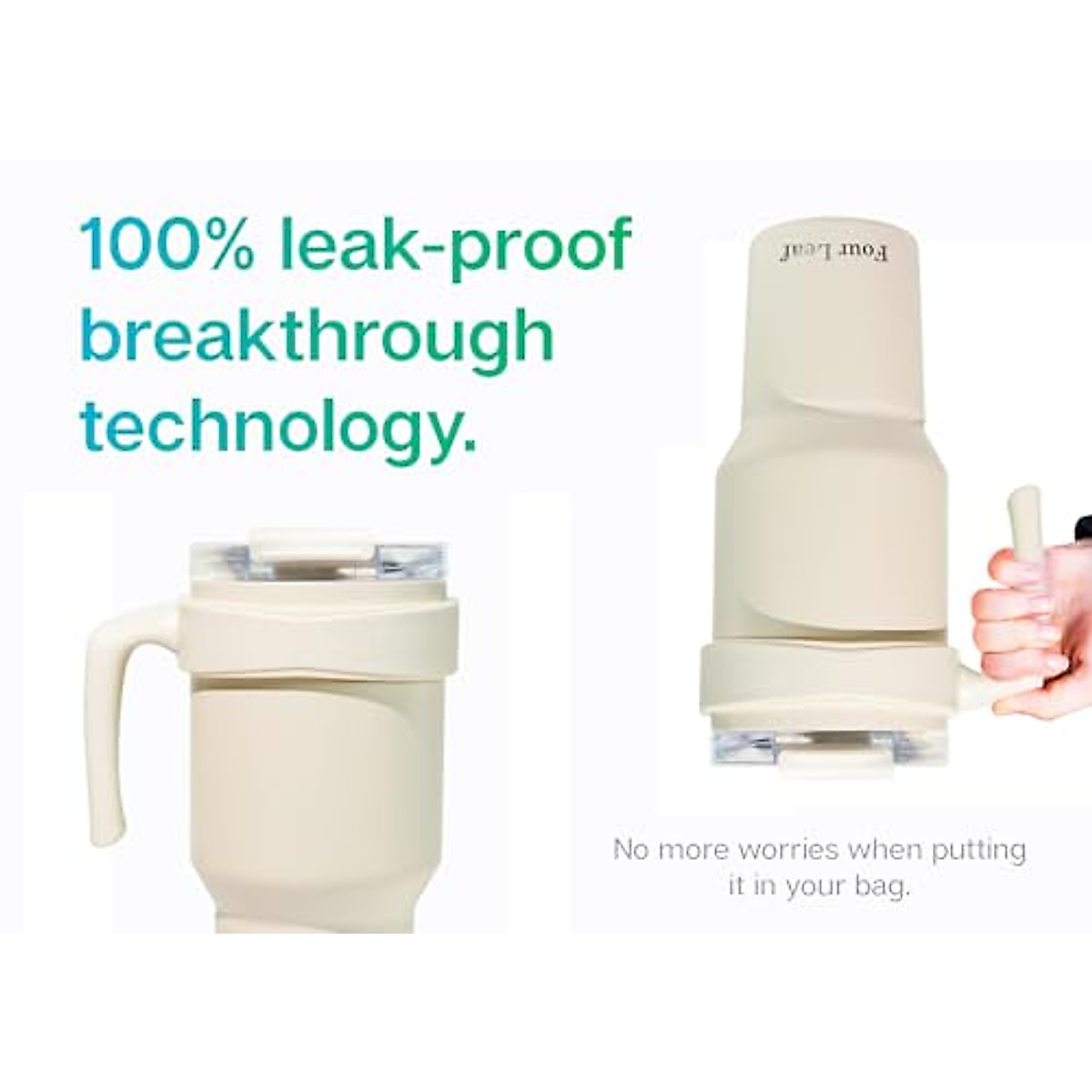 Four Leaf TrustyMate – 100% Leak Proof 40 Oz Tumbler with Handle and Built-In Straw Lid – Insulated Leak Proof Stainless Steel Tumbler