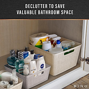 BINO | Woven Plastic Basket | XS (Natural Grey), 5-Pack | THE JUTE COLLECTION | Home Organization, Space - Saving Storage, Stylish Design | Jute Basket | Plastic Storage Basket