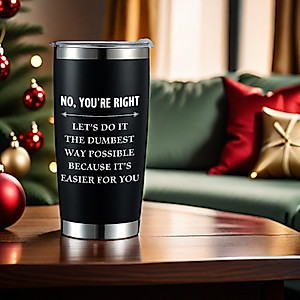 Xildew No You're Right Let's Do It the Way Possible Because It's Easier for You Gag Gift for Her Him Coworker Friend Boss Office Humor Christmas Gift Sarcasm Funny Stainless Steel Tumbler 20 oz Black