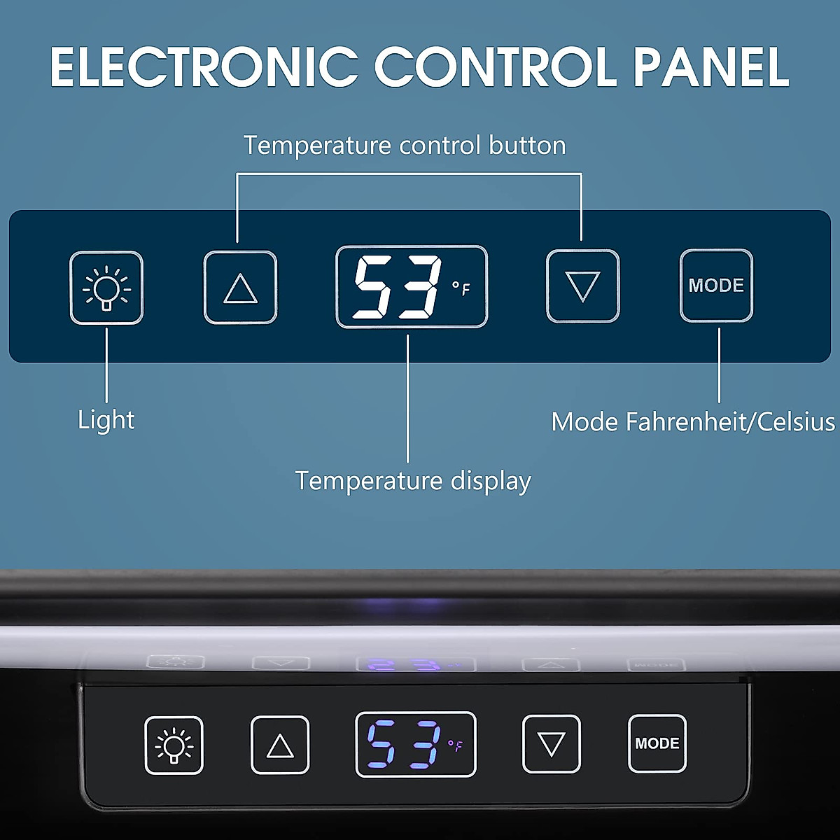 R.W.FLAME Beverage Refrigerator Cooler, 80 Cans Mini fridge with Double Glass Door and LED Lights, Small Refrigerator for Office, Home or Bedroom, Wine Cooler Digital Temperature Control, 2.4Cu.Ft