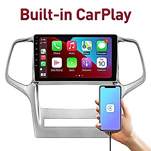 Android 10 Car Stereo Radio in Dash Fit for Jeep Grand Cherokee WK 2010 to 2013,Head Unit with 2+32G 9'' Big Touch-Screen GPS Navigation Built-in Bluetooth Carplay Support WiFi SWC Free Backup Camera