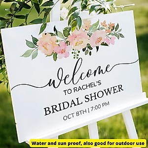 Custom Bridal Shower Sign with Stand, Personalized Bridal Shower Welcome Yard Sign for Indoor and Outdoor Use, 24" W x 18"H (Bridal Shower Design A)