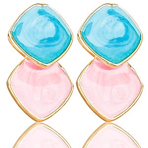 Blue Pink Earrings，Pregnant Women Dress T-Shirt Decorations，Gender Reveal Idea， Baby Shower Party， Mom Wife Gift – by ZouYee