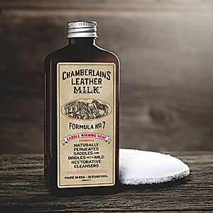 Leather Milk Saddle Washing Soap - No. 7 - All-Natural, Non-Toxic Saddle Soap Deep Cleaner for Western & English Saddles and Tack. Dye and Scent Free. Made in USA. Includes Saddle Scrub Sponge Pad!
