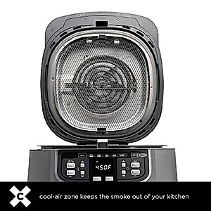 Crux Indoor Fast and Easy Grilling Roasting Baking Sautéing Searing and Oil Free Air Frying Recipe Book Included 12” x 12” Grill 9 QT Cook Pot Matte Gray Grill w/Air Fryer One Size