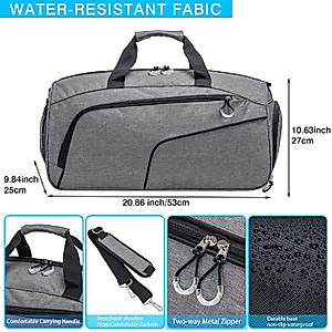 Kuston Sports Gym Bag with Shoes Compartment &Wet Pocket Gym Duffel Bag Overnight Bag for Men and Women