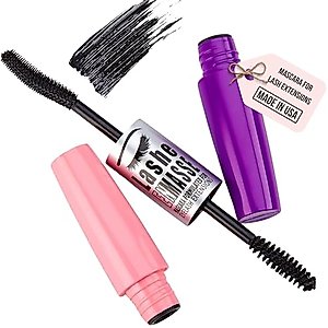 GladGirl | Lashe EnMasse Mascara for Eyelash Extensions | Oil Free Mascara with Dual-Brush Wand | Made in the USA | Vegan Mascara & Hypoallergenic