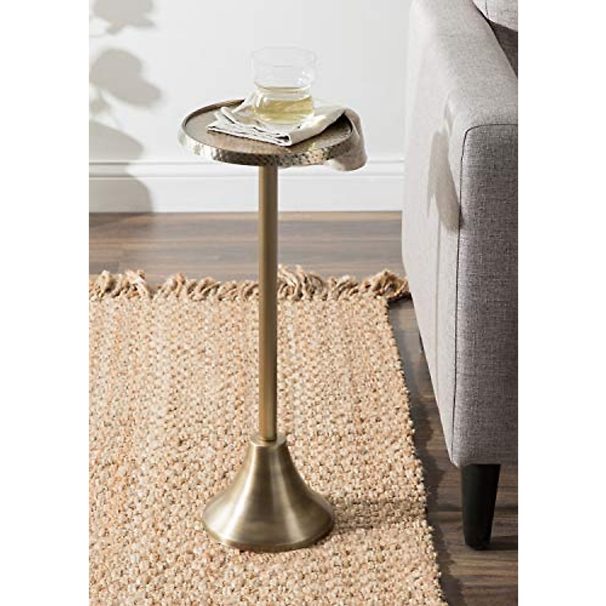 Kate and Laurel Sanzo Bohemian Side Table, 9 x 9 x 23, Gold, Decorative Pedestal End Table for Display and Storage