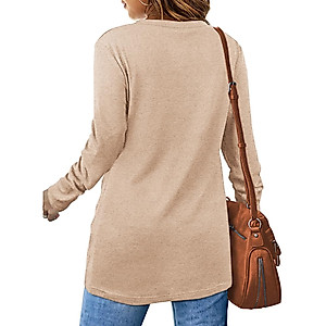 NIUBIA Blouses for Women Dressy Ladies Solid Color Long Sleeve Shirts Fashion Twist Knot Pullover Work Casual Blouses 2022 Khaki