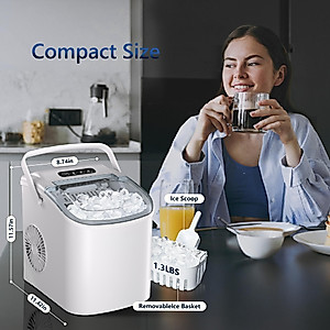 ICEVIVAL Ice Maker Countertop, 27Lbs/24H, 9Cubes in 6Mins, Self-Cleaning, Portable Ice Maker Machine with Handle, Ice Scoop, and Basket for Home, Kitchen, Party, Bar, Office