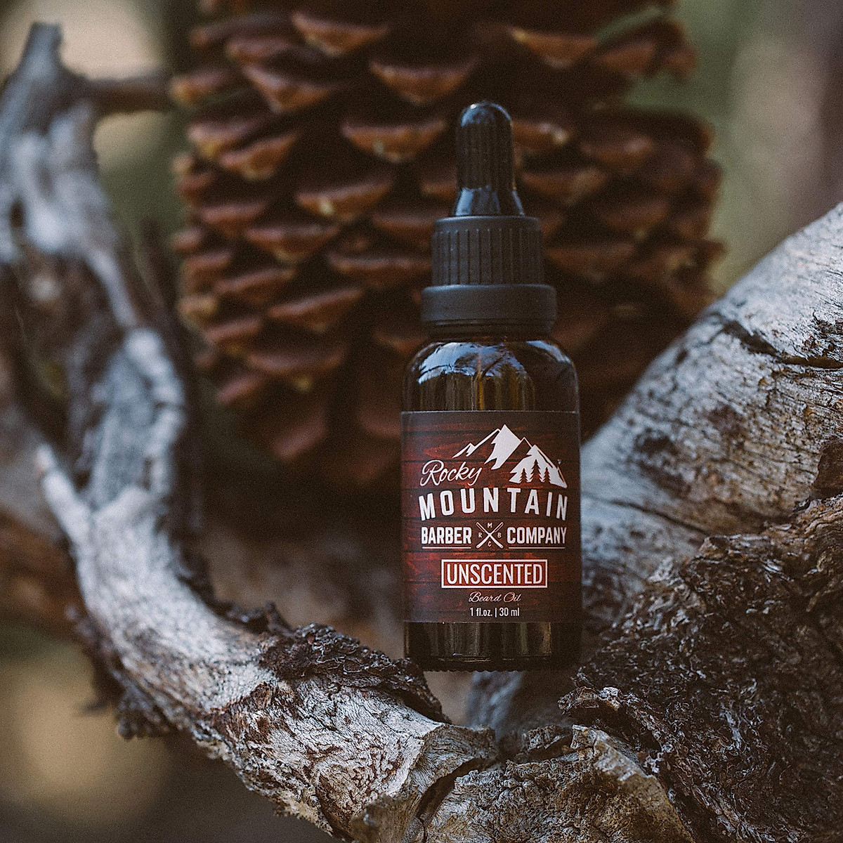 Rocky Mountain Barber Company Men’s Unscented Beard Oil - Featuring Grapeseed Oil, Coconut Oil, Argan Oil and No Added Scent