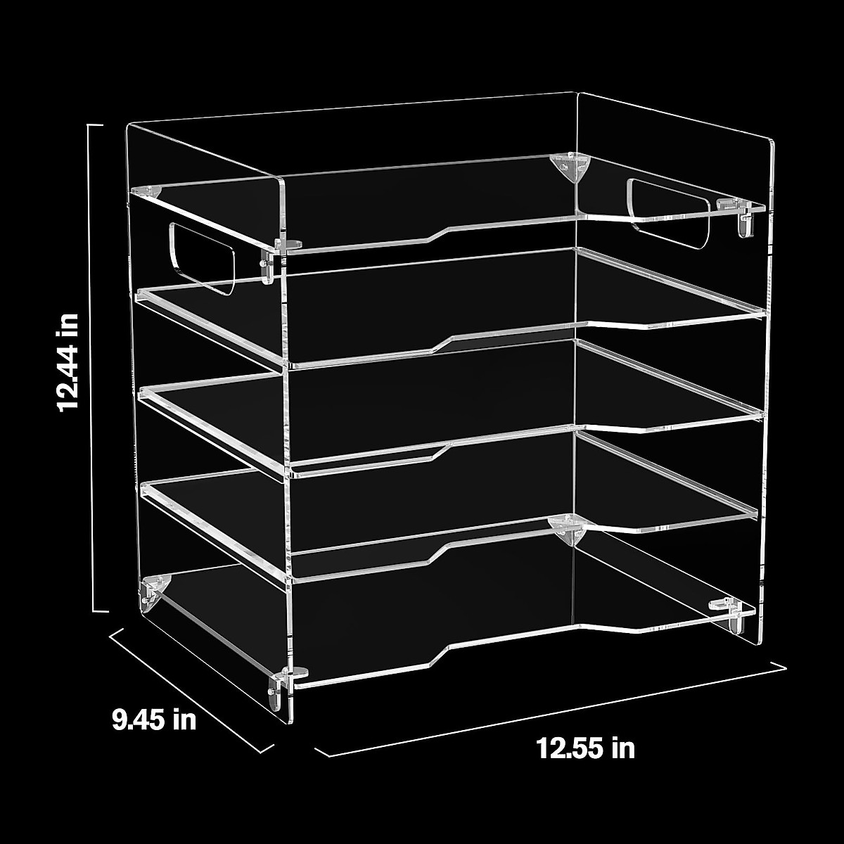 MaxGear 5-Tier Acrylic Paper Tray, Clear Desk Organizer, Stackable File Trays for Office, Acrylic Letter Tray, Paper Organizer for Desk, Office Accessories