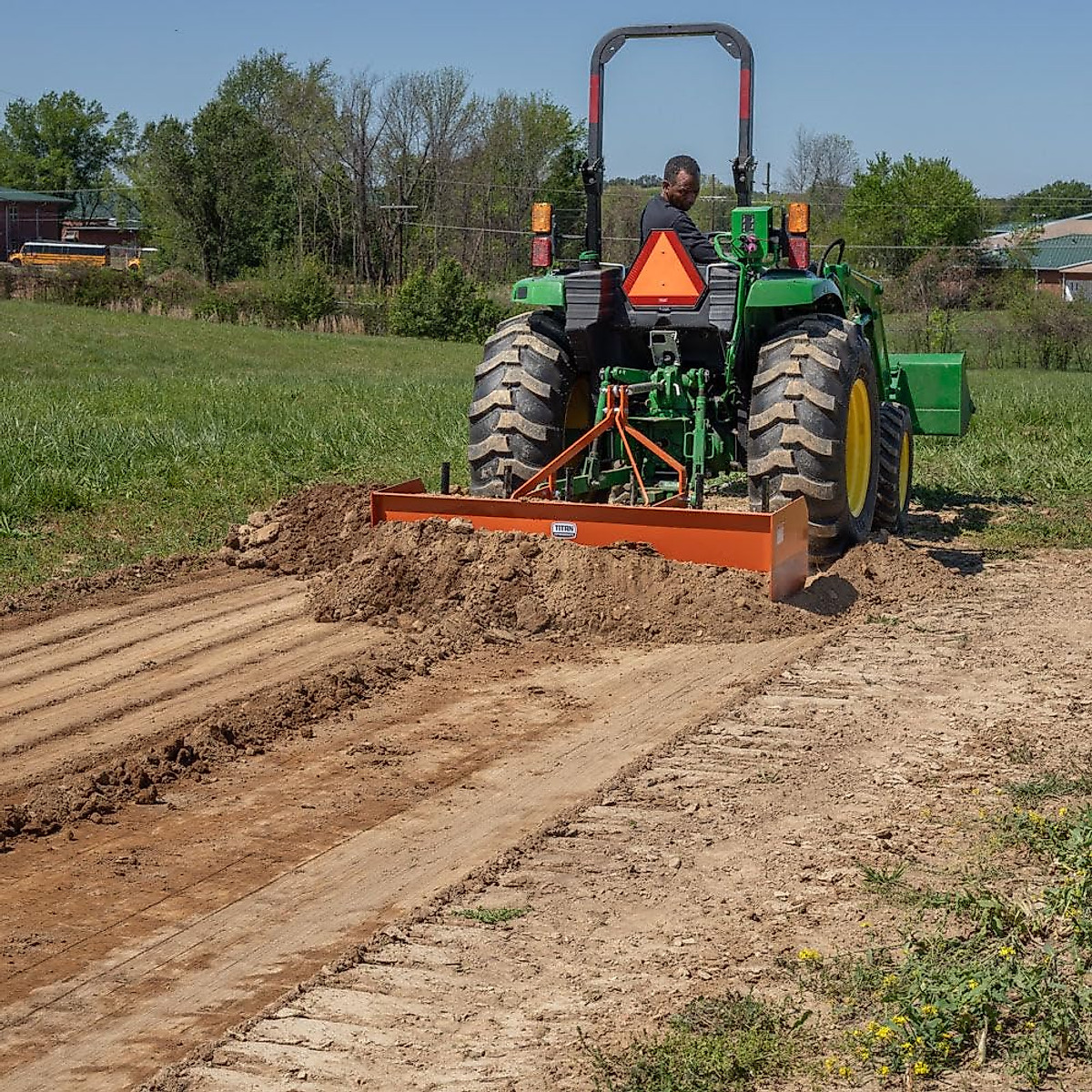 Titan Attachments 3 Point 7FT Rear Box Blade Scraper Grader, Category 0 and 1 Hitch Tractor Attachment, 7 Scarifier Teeth, Reversible Cutting Edge