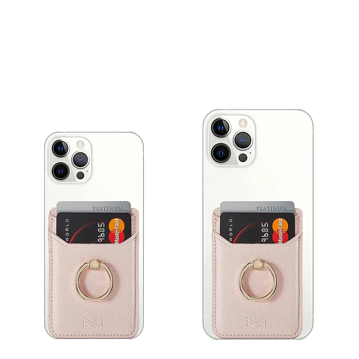 BIAJIYA Phone Card Holder RFID Leather Wallet Credit Adhesive Cell Case Stick-on Card Holder for Women and Men Back of Phone for Most of Smartphones