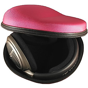 CASEBUDi Large Hard Headphone Case | Compatible with Sony, Sennheiser, Beats & More | Pink Ballistic Nylon