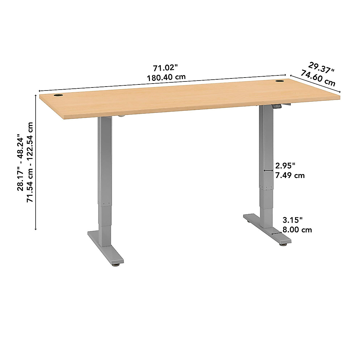 Bush Business Furniture Move 40 Series Height Adjustable Desk, 72W x 30D, Natural Maple