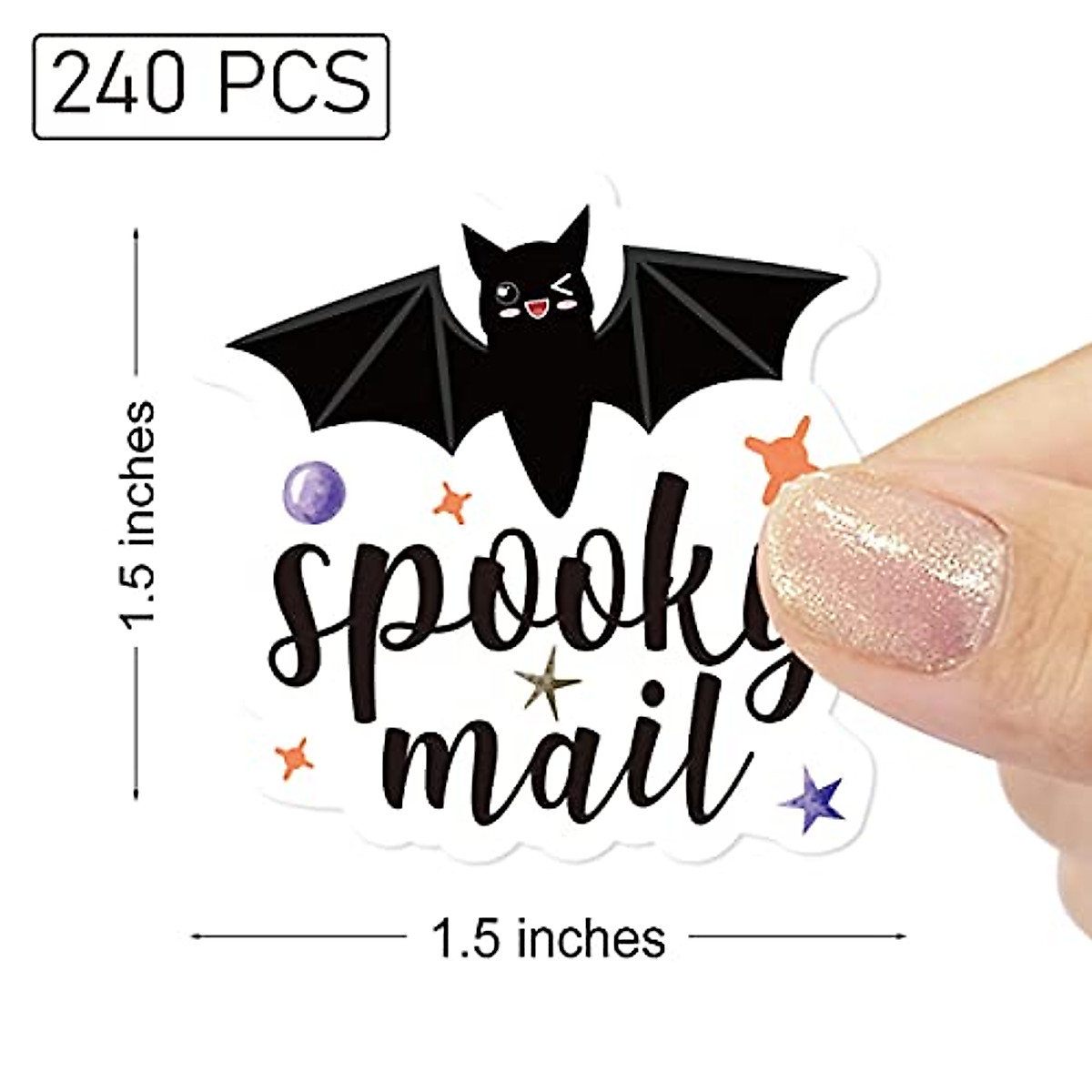 240 PCS Bat Spooky Mail Stickers,Funny Small Business Envelopes Stickers for Business Packages/Handmade Goods/Bags,Halloween Theme Small Shop Business Stickers for Envelopes Seals