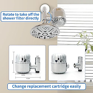INEFATH Shower Filter High Pressure Filtered Shower Head - Shower Head with Filters for Removes Chlorine and Heavy Metals