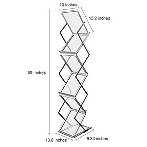 HUAZI Foldable Magazine Rack Brochure Stand Catalog Literature Rack Portable 6 Pockets with Carrying Bag for Trade Show Exhibitions Office Retail Store
