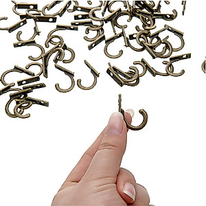 10 Pieces Zinc Alloy Antique Wall Mounted Delicate Small Hooks with Screws for Home Hanging Keys Hanging Towel Hanging Hat Coat Kitchen Supplies etc (Bronze)