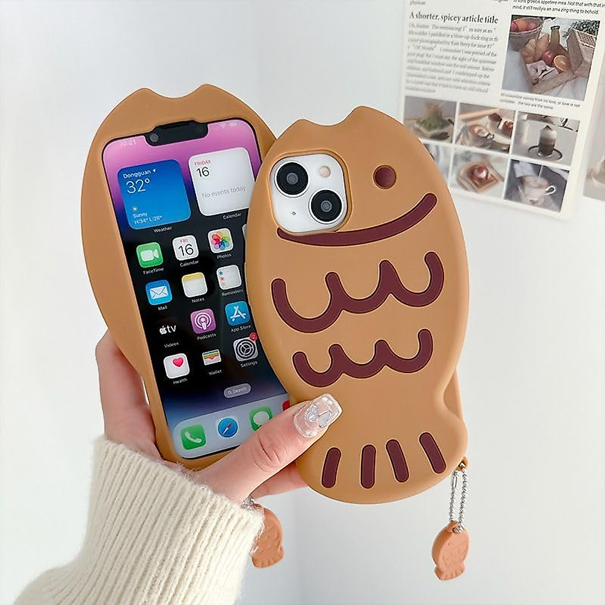 VOIV Phone Case Compatible with iPhone 14 Pro Max 6.7 inch Cute Kawaii Taiyaki Shockproof Protective Cover Ultra Slim Brown