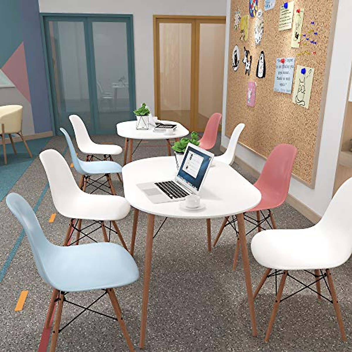 CozyCasa 7.2 inch Farmhouse Dining Table Mid-Century Kitchen Table with Wood Leg Oval Top for Home Office Patio White(Only Table not Include Chairs)-2pack