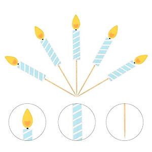 Gadpiparty Vintage Decor Candle Shape Wooden Paper Dessert Picks Wedding Birthday Holiday Cake Decorations Baby Decor