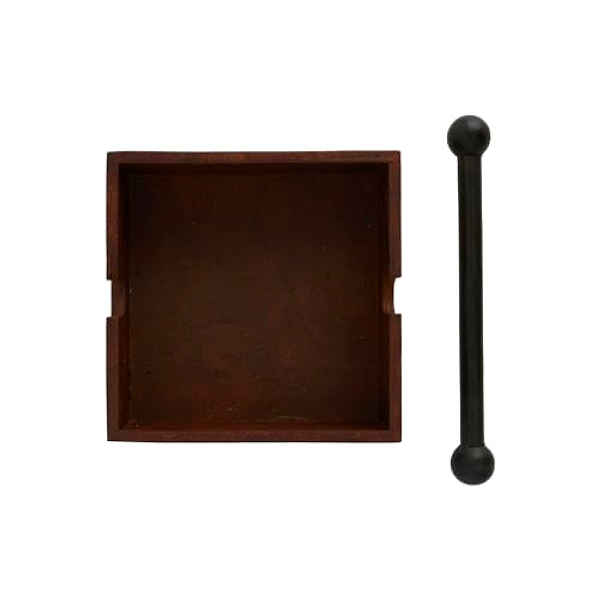 Square Wood Napkin Holder with Metal Bar