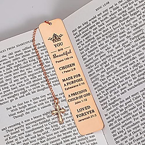 Christian Bookmark Gift for Women Religious Baptism Gift for Teen Girls Ladies Easter Bookmark for Her Female Friend Birthday Christmas Inspirational Gift for Daughter from Mom Bible Verse Present