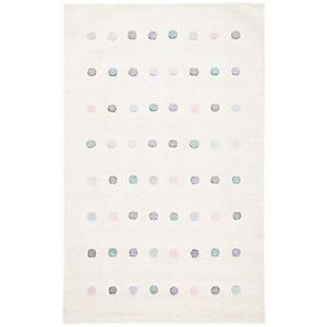 SAFAVIEH Kids Collection 5' x 8' Ivory SFK805A Handmade Polka Dot Wool Area Rug