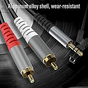RCA to 3.5mm AUX Cable, (1.5M/4.9Feet) 3.5mm 1/8 to RCA 2-Male Headphone Jack Adapter Y Splitter Premium Stereo Audio Cord for Smartphones, Tablets, HDTV,or MP3 Players, Speakers