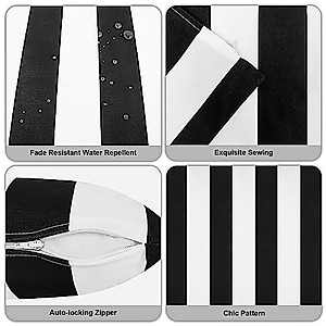 Pcinfuns Outdoor Pillow Covers,Patio Garden Decorative Pillow Cover Only,Fade-Resistant Pillow Cases 18x18 Inch for Home Balcony and Garden,Black White,Pack of 2