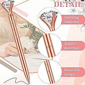 50 Pcs Bridal Shower Diamond Pens Bridal Shower Favors Diamond Pens Bulk Rose Gold Pens Bride Weeding Cute Pens Bling Metal Ballpoint Pen Kawaii Bridesmaid Pen for Women Baby Shower Party Favors Gifts