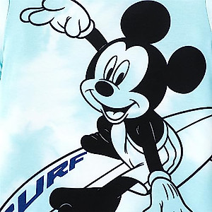 Disney Mickey and Friends Kids Boys Girls Solid Character Print Short-Sleeve Cotton Tees T-Shirts Tops 2PCS Blue&Yellow 9-10Years