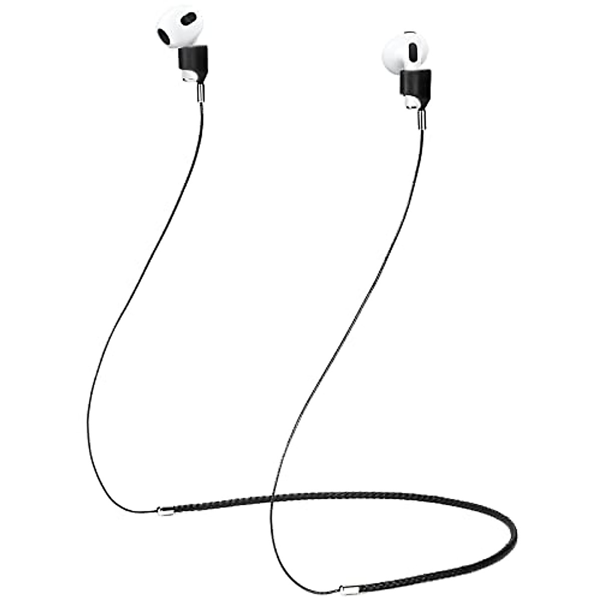 JOJOPANDA Magnetic Airpod Anti-Lost Strap Leather Necklace Compatible Airpods Pro/1/2/3 Light Weight Lanyard Cord Chain (Black)