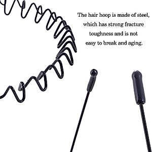 Loucent 3 Pack Metal Hair Band for Men Headband Women Hair Bands Men Unisex Black Wavy Spring Outdoor Sports Headbands for Men's Hair Band Hoop Clips Women Accessories Simple Elastic Non Slip Head Ban