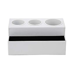 JACKCUBE Design Hair Dryer Holder Hair Styling Product Care Tool Organizer Bath Supplies Accessories Tray Stand Storage Bathroom Vanity Countertop with 3 Holes (White) – :MK154D