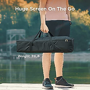 Projector Screen and Stand, POKITTER 120 inch Outdoor Movie Screen-Upgraded 3 Layers PVC 16:9 Outdoor Projector Screen,Portable Video Projection Screen with Carrying Bag for Home Theater Backyard